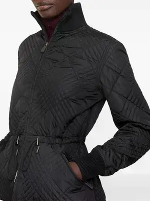Burberry Wakerley Quilted Jacket With Drawcord Waist - Black