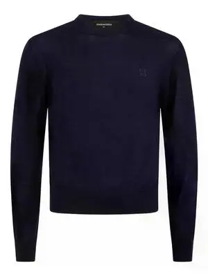 Dsquared2 Crew Neck Fine Virgin Wool Sweater With Embroidered Logo