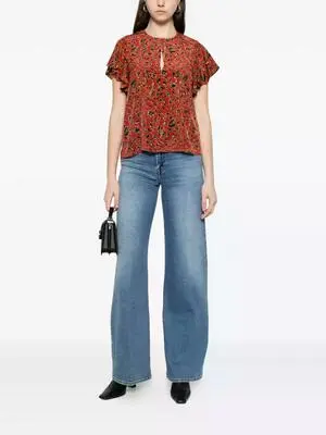 Ulla Johnson Adoni Floral Ruffled Top - Red
