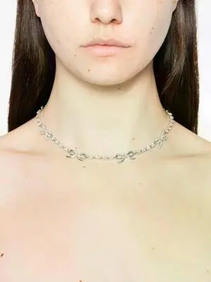 SELF-PORTRAIT Bow-embellished Crystal Necklace