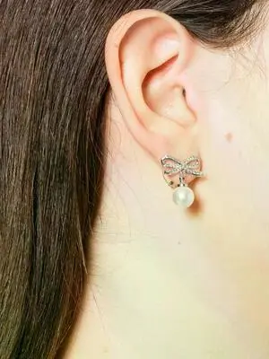 SELF-PORTRAIT Bow Drop Earrings - Silver