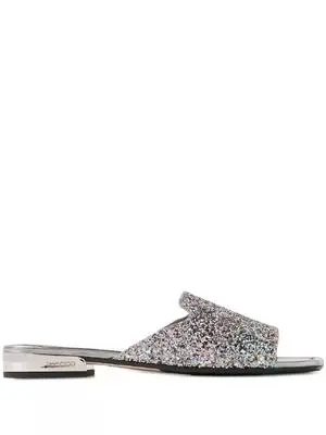 JIMMY CHOO Nako Glitter Strap Sandals - Silver