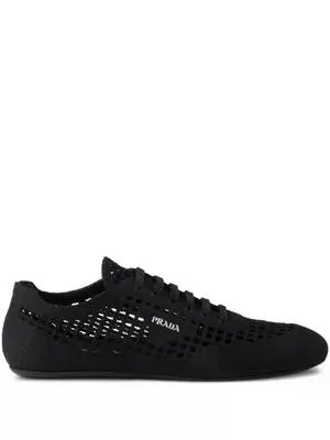 Prada Crochet Lace-up Sneakers - Black
