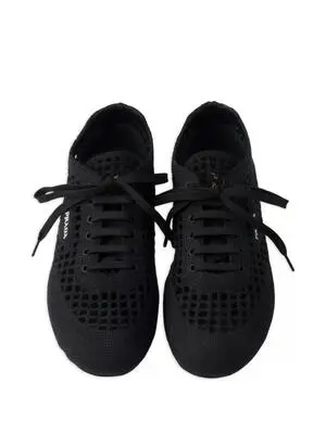 Prada Crochet Lace-up Sneakers - Black
