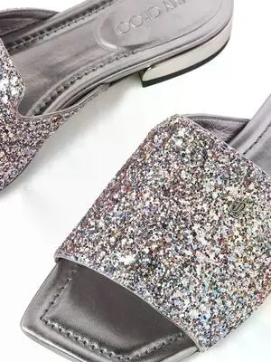 JIMMY CHOO Nako Glitter Sandals - Silver