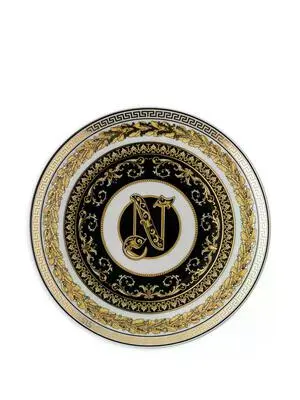 Versace Virtus Alphabet N Decorated Plate - Black