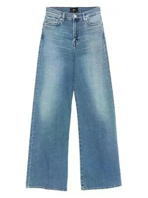 7 For All Mankind Buttoned Wide-leg Jeans