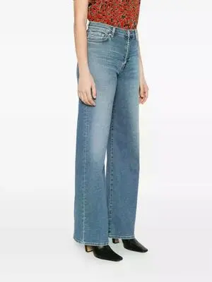 7 For All Mankind Buttoned Wide-leg Jeans