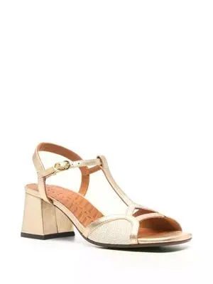 Chie Mihara Lipika T-strap Block-heel Sandals - Gold