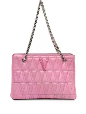 Versace Quilted Leather Virtus Tote Bag