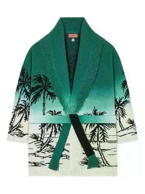 Alanui Wave Bloom Fringed Cardigan-coat - Green