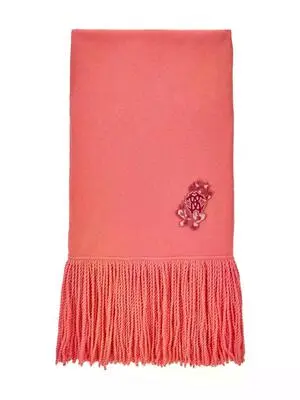 Roberto Cavalli Fringed Logo Scarf - Pink