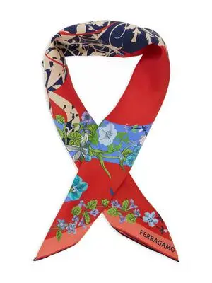 FERRAGAMO Floral-print Logo Scarf
