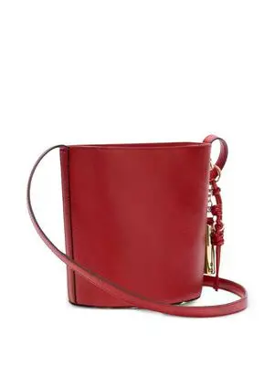 Furla Leather Bucket Bag With Charm - Red