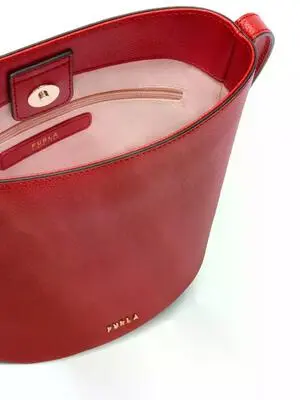 Furla Leather Bucket Bag With Charm - Red