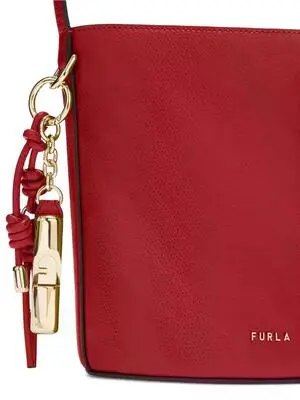 Furla Leather Bucket Bag With Charm - Red
