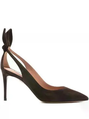 AQUAZZURA 85mm Bow Tie Pumps - Brown