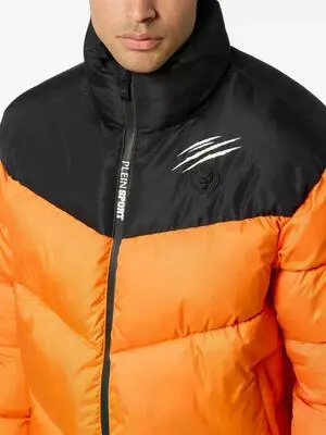 PLEIN SPORT Colour-block Chevron Padded Jacket - Orange