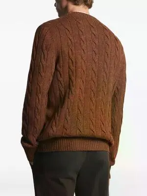 FAY Cable-knit Crew-neck Sweater - Brown