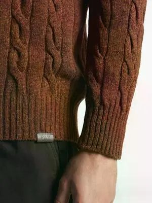 FAY Cable-knit Crew-neck Sweater - Brown