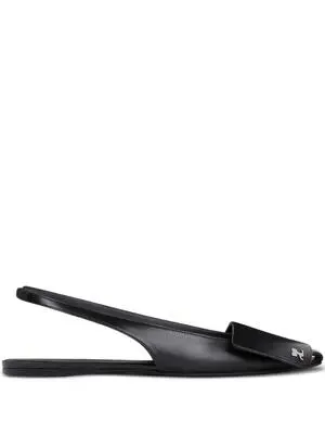 COURREGES Leather Slingback Ballet Flats - Black