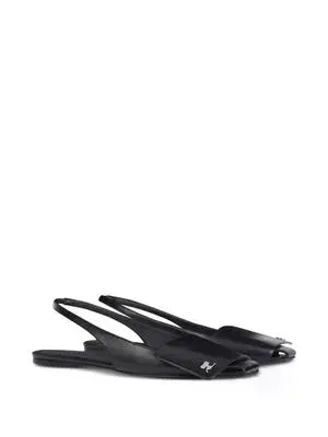 COURREGES Leather Slingback Ballet Flats - Black