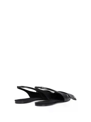 COURREGES Leather Slingback Ballet Flats - Black