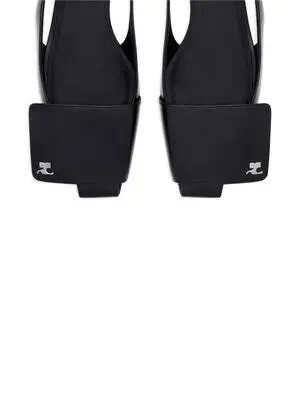 COURREGES Leather Slingback Ballet Flats - Black