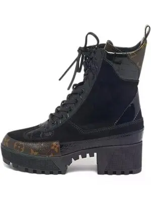 LOUIS VUITTON Leather Monogram Ankle Boots