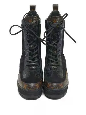 LOUIS VUITTON Leather Monogram Ankle Boots