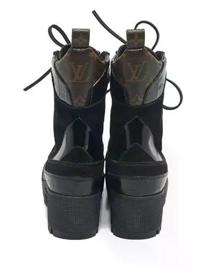 LOUIS VUITTON Leather Monogram Ankle Boots