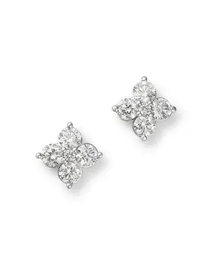 Bloomingdale'S Diamond Flower Stud Earrings - White