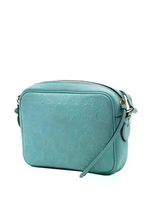 Gucci Gg Star Embossed Leather Crossbody Bag - Blue