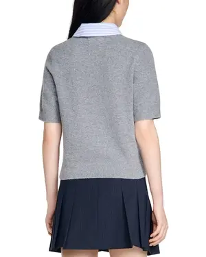 Sandro Theo Layered Look Sweater - Grey