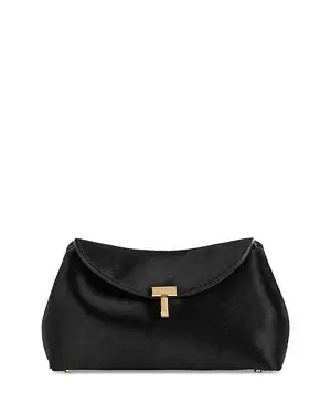 TOTEME T Lock Mini Calf Hair Clutch Black