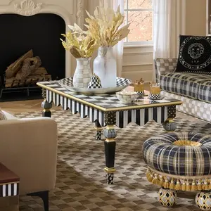 MACKENZIE-CHILDS Courtly Check & Stripe Coffee Table
