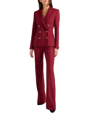 Santorelli Quinn Double-breasted Virgin Wool-stretch Jacket - Bordeaux