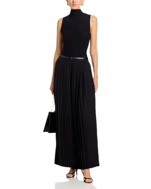 Misook Pleated Palazzo Crepe De Chine Pants
