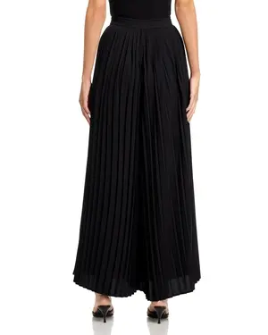Misook Pleated Palazzo Crepe De Chine Pants