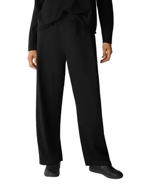 Eileen Fisher Brushed Terry Straight Ankle Pleated Pants
