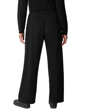 Eileen Fisher Brushed Terry Straight Ankle Pleated Pants