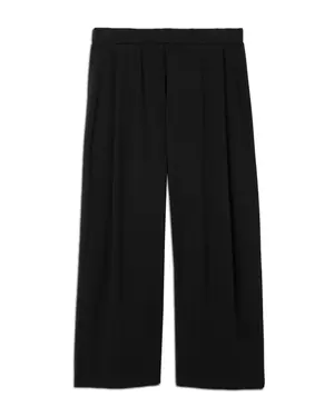 Eileen Fisher Brushed Terry Straight Ankle Pleated Pants