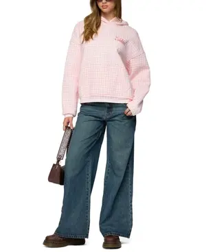 EDIKTED Gingham Oversized Hoodie