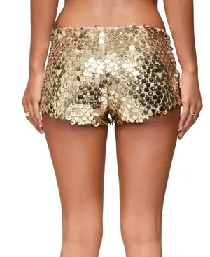 EDIKTED Sequin Micro Shorts - Gold