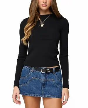 EDIKTED Kiyan Long Sleeve T-shirt - Black