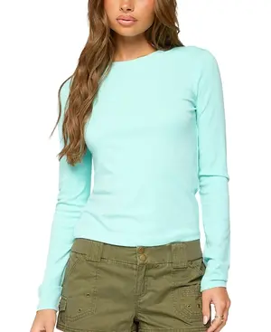EDIKTED Kiyan Long Sleeve T-shirt - Turquoise