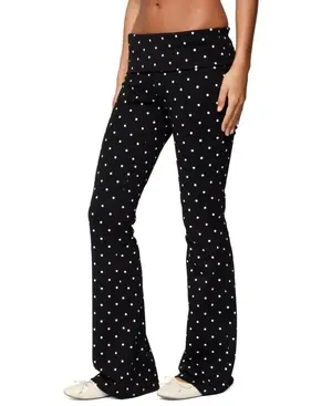 EDIKTED Daliya Polka Dot Fold Over Pants - Black