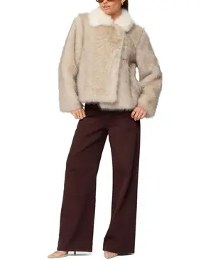 EDIKTED Contrast Collar Faux Fur Jacket