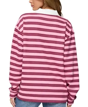 EDIKTED Striped Polo Sweatshirt