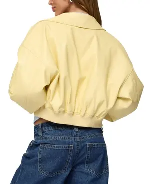 EDIKTED Zayna Cropped Faux Leather Bomber Jacket